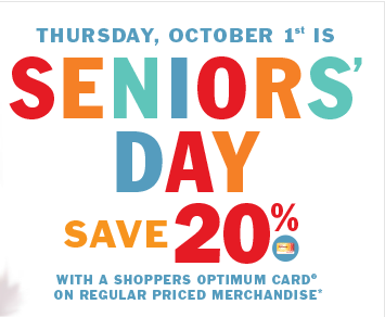 October 1st is Senior’s Day at Shoppers Drug Mart!