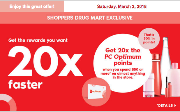 Get 20x the PC Optimum points!
