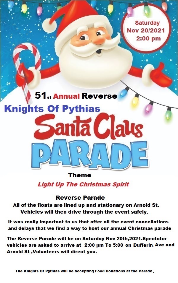 K of P holding reverse Santa Claus Parade in Wallaceburg on November 20 ...