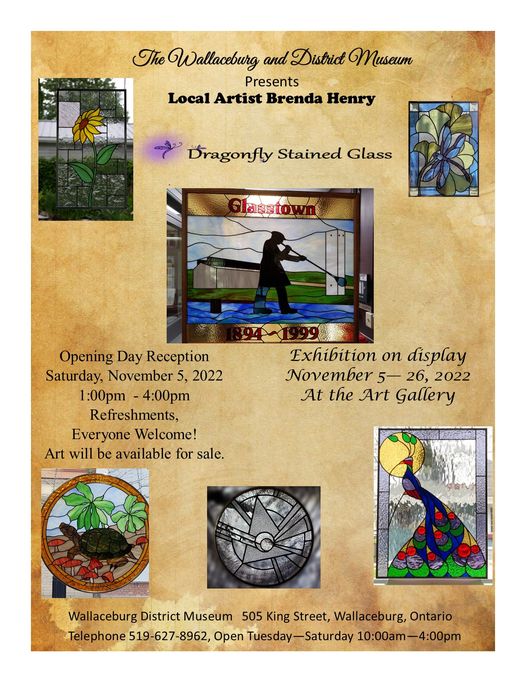 Dragonfly Stained Glass art exhibit at The Wallaceburg Museum open ...
