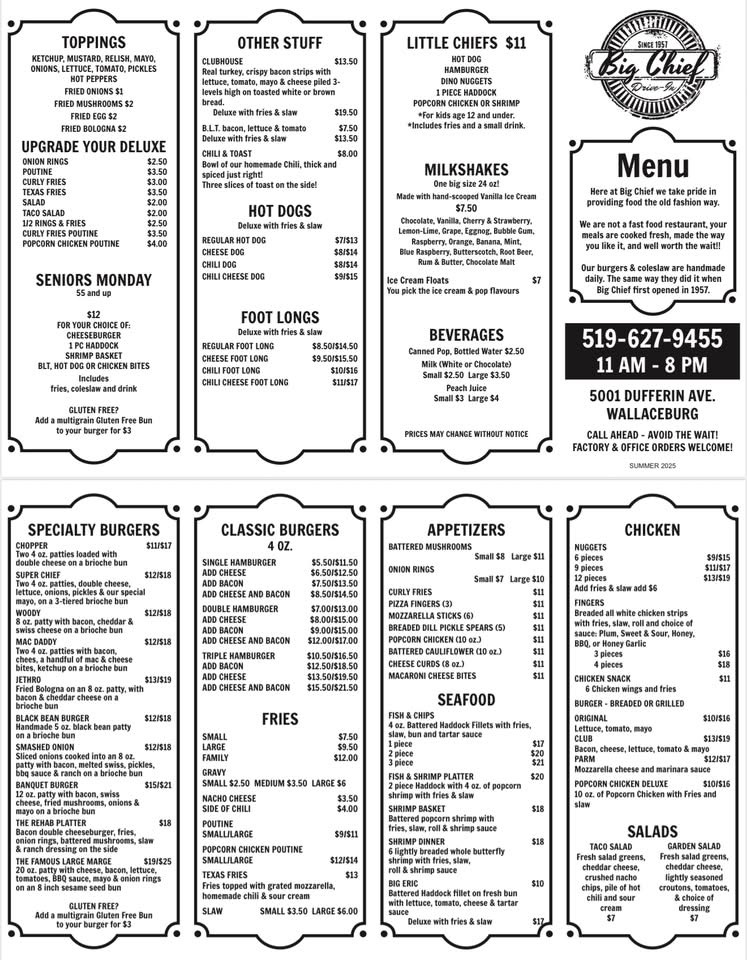 Big Chief – New Menu | Wallaceburg News | Local news in Wallaceburg ...